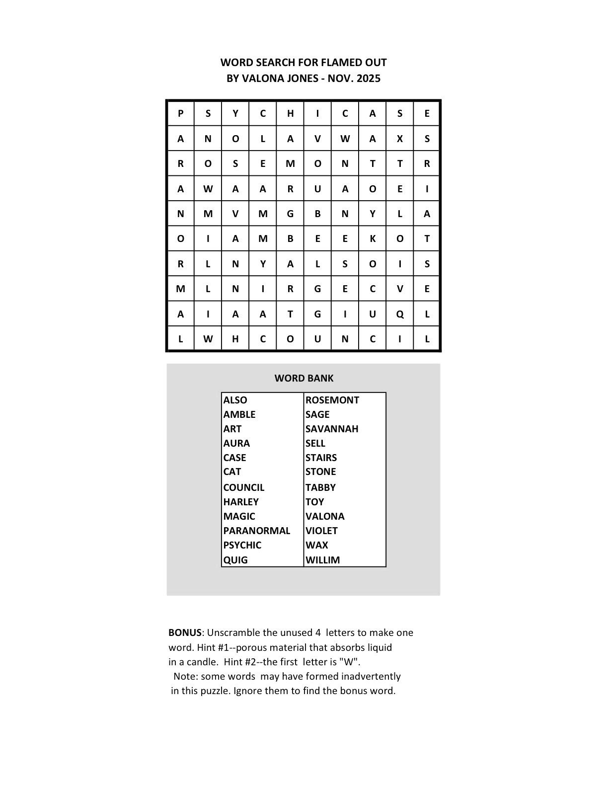 Flamed Out Word Search – Booklover's Bench